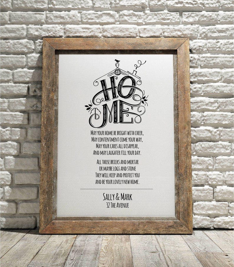 Personalised New Home Poem Gift/print - FREE POSTAGE - Etsy