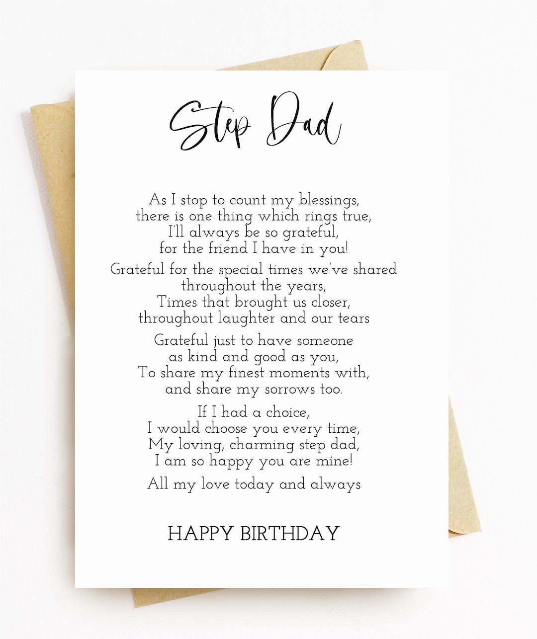 JE131 Happy Birthday - Step Dad Card - Etsy