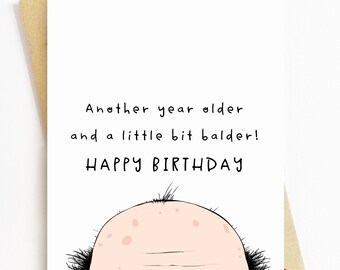 Bald Birthday Card - Etsy UK