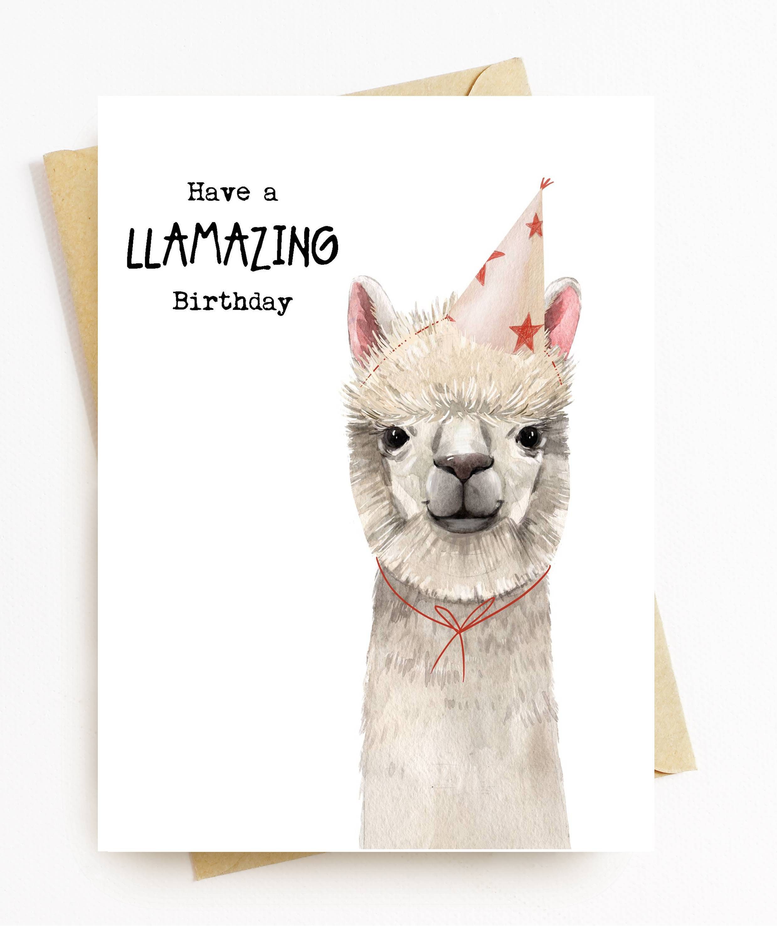 Kawaii Llama Birthday Card