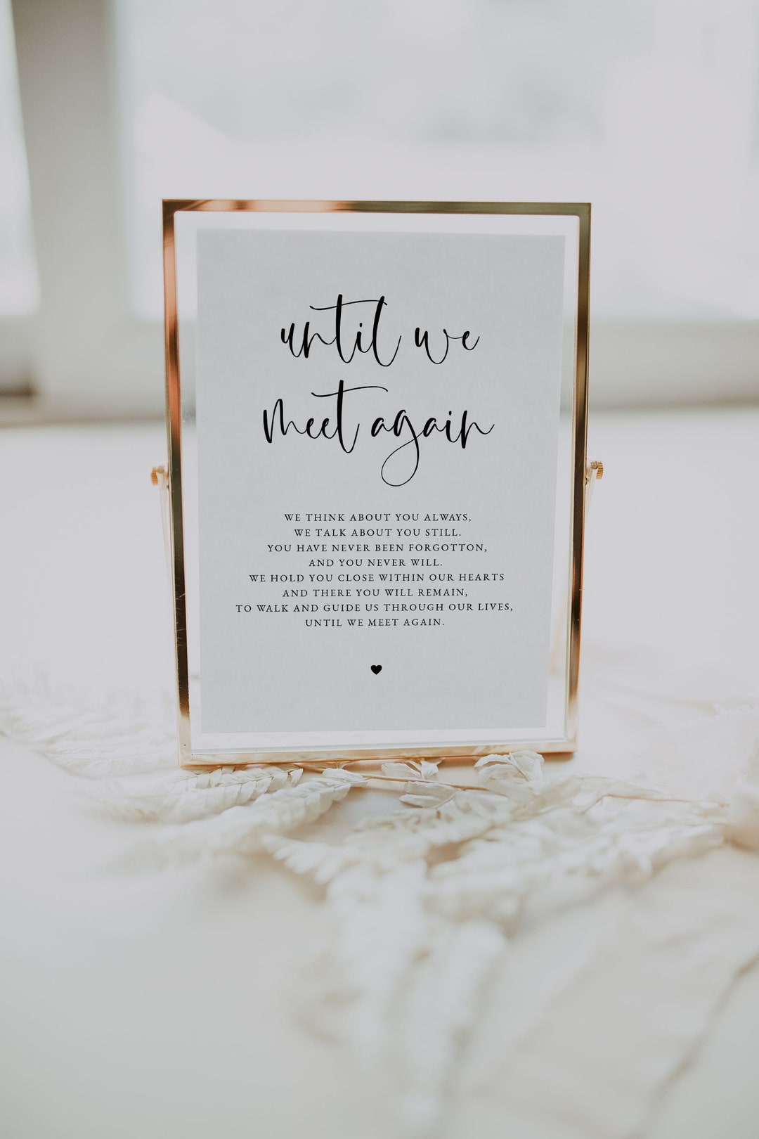 Digital Until We Meet Again, Digital Printable Minimalist Table Sign ...