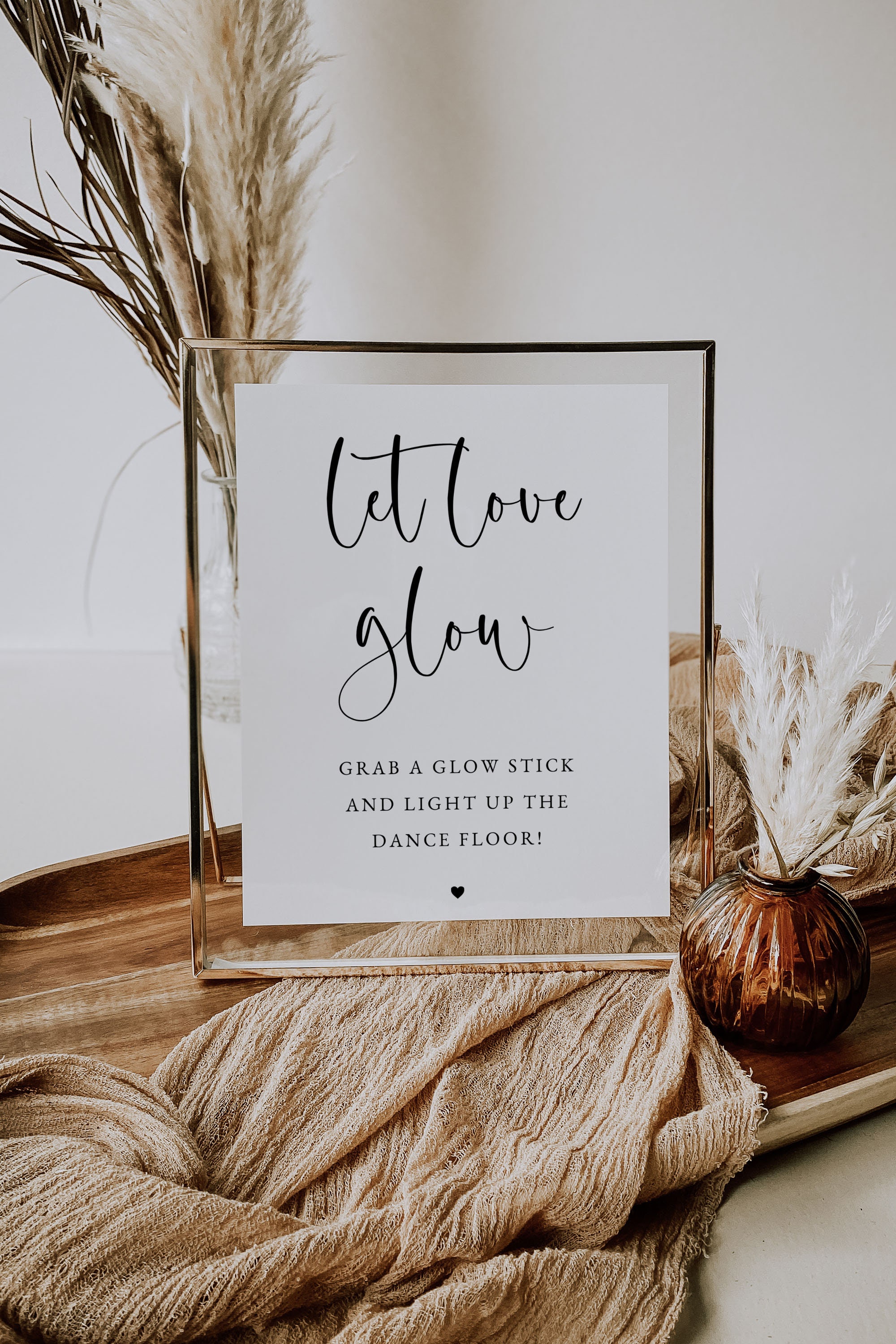 Digital Let Love Glow, Digital Printable Minimalist Table Sign for ...