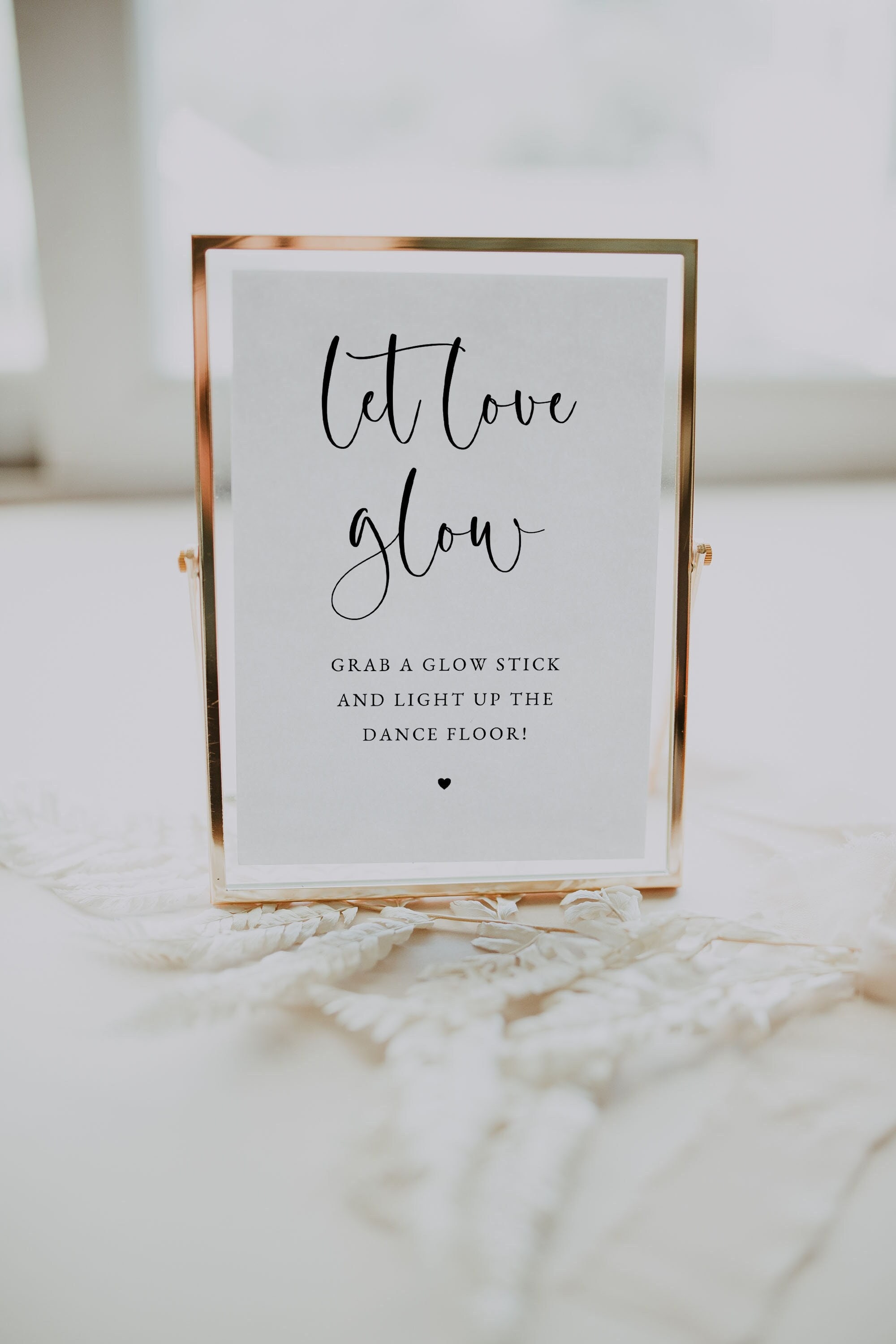 Digital Let Love Glow, Digital Printable Minimalist Table Sign for ...
