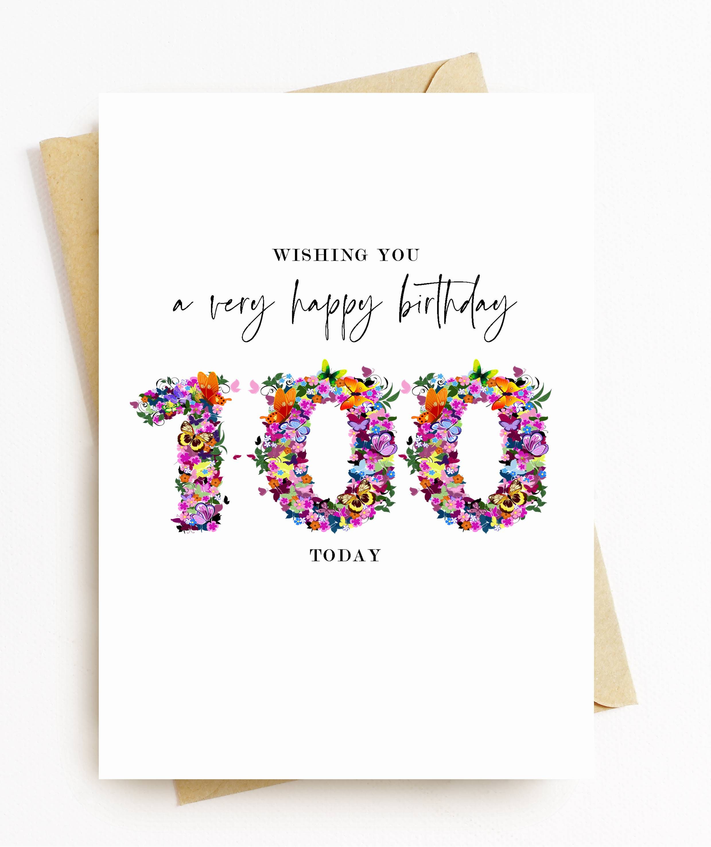 Je325 Floral Happy 100th Birthday Card Etsy Uk