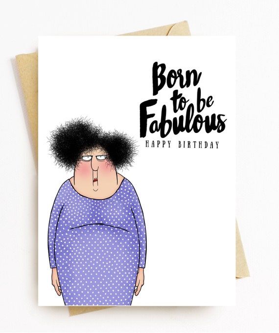 JE373 Funny Happy Birthday Card Born To Be Fabulous | Etsy