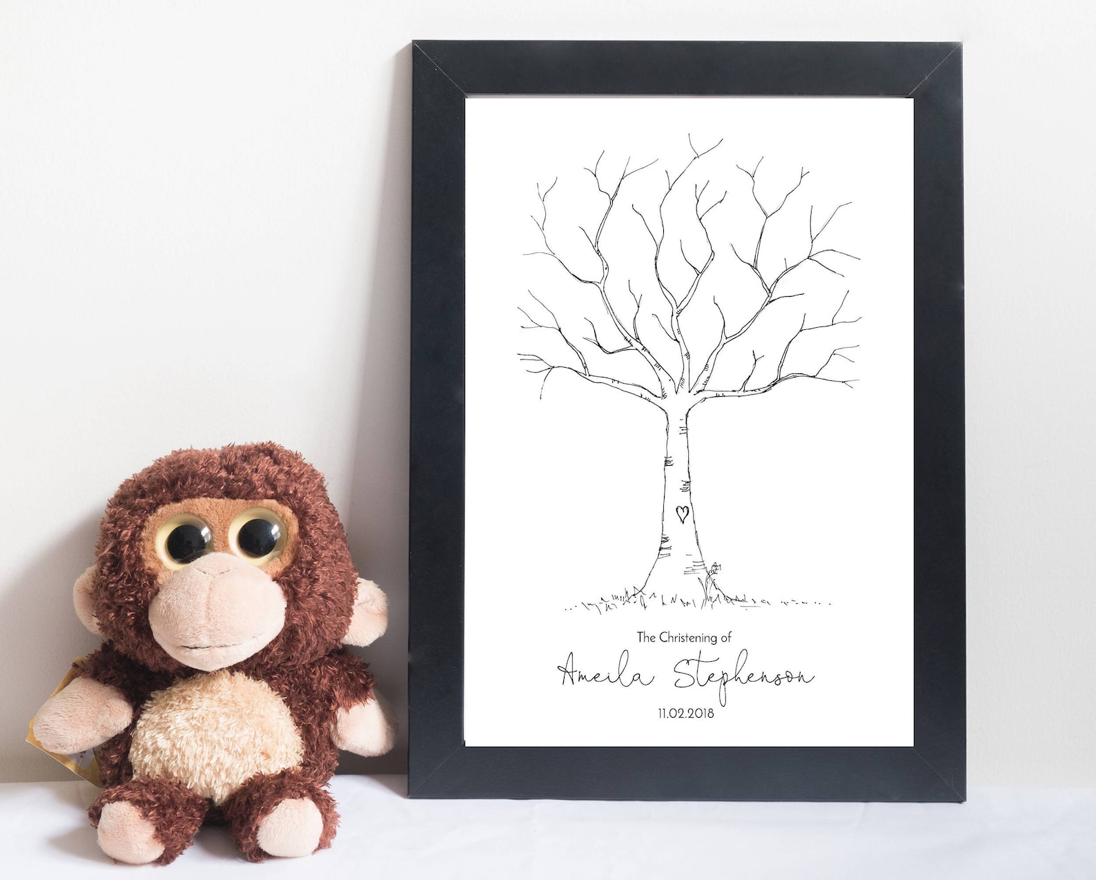 A4 or A3 Personalised Christening Fingerprint Tree FREE POSTAGE - Etsy