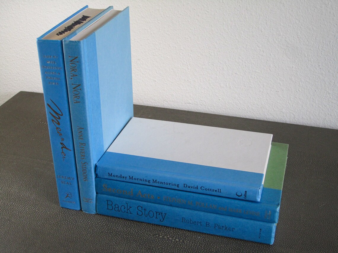 Bright Blue and Green Hardcover Books Collection - Etsy