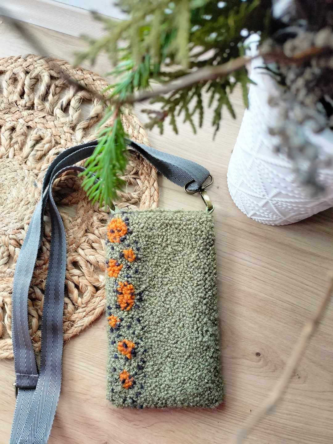 Punch Needle Phone Bag, Embroidery Cross Body Bag, Punch Phone Case ...