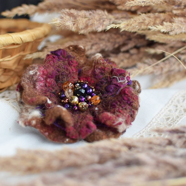 Felt Flower Brooch - Etsy