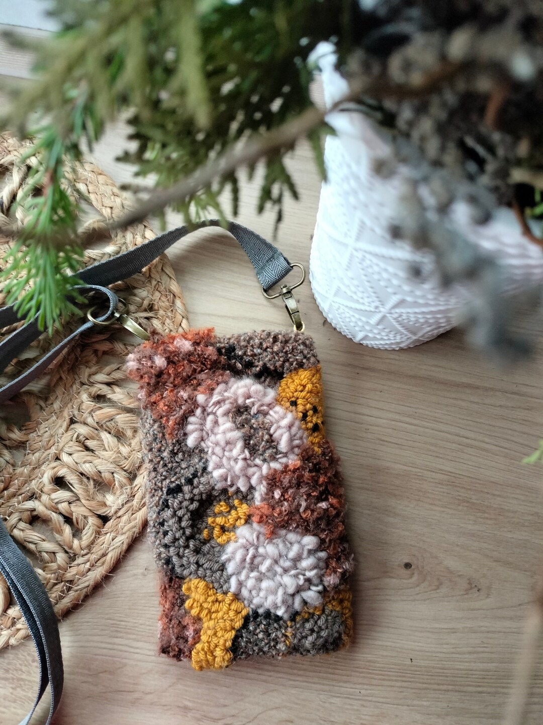 Punch Needle Phone Bag, Embroidery Cross Body Bag, Punch Phone Case ...