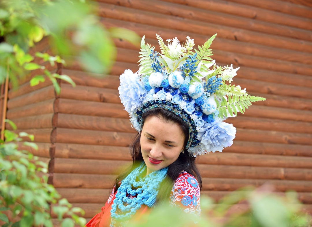 Ukrainian Flower Crown Pompoms Headpiece Ukrainian Vinok - Etsy