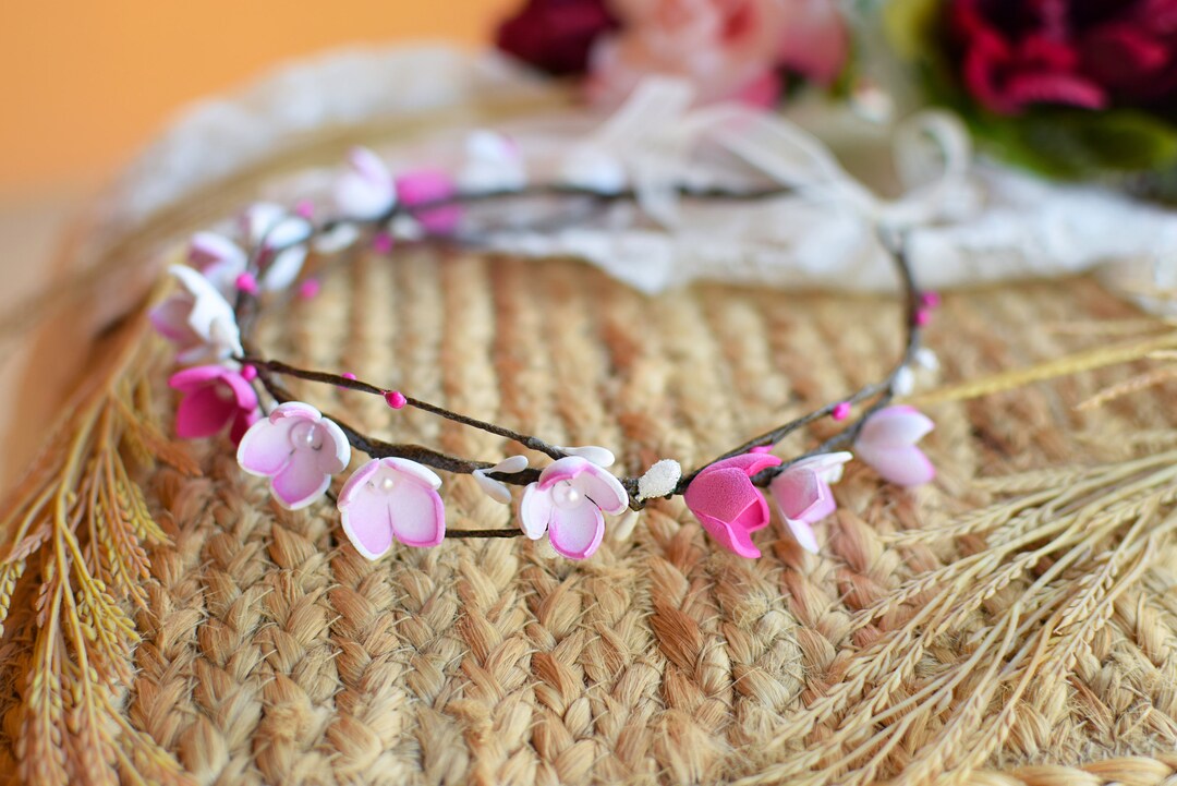 Pink Eva Crown, Pink Flower Crown, Small Flower Crown, Wedding Crown ...