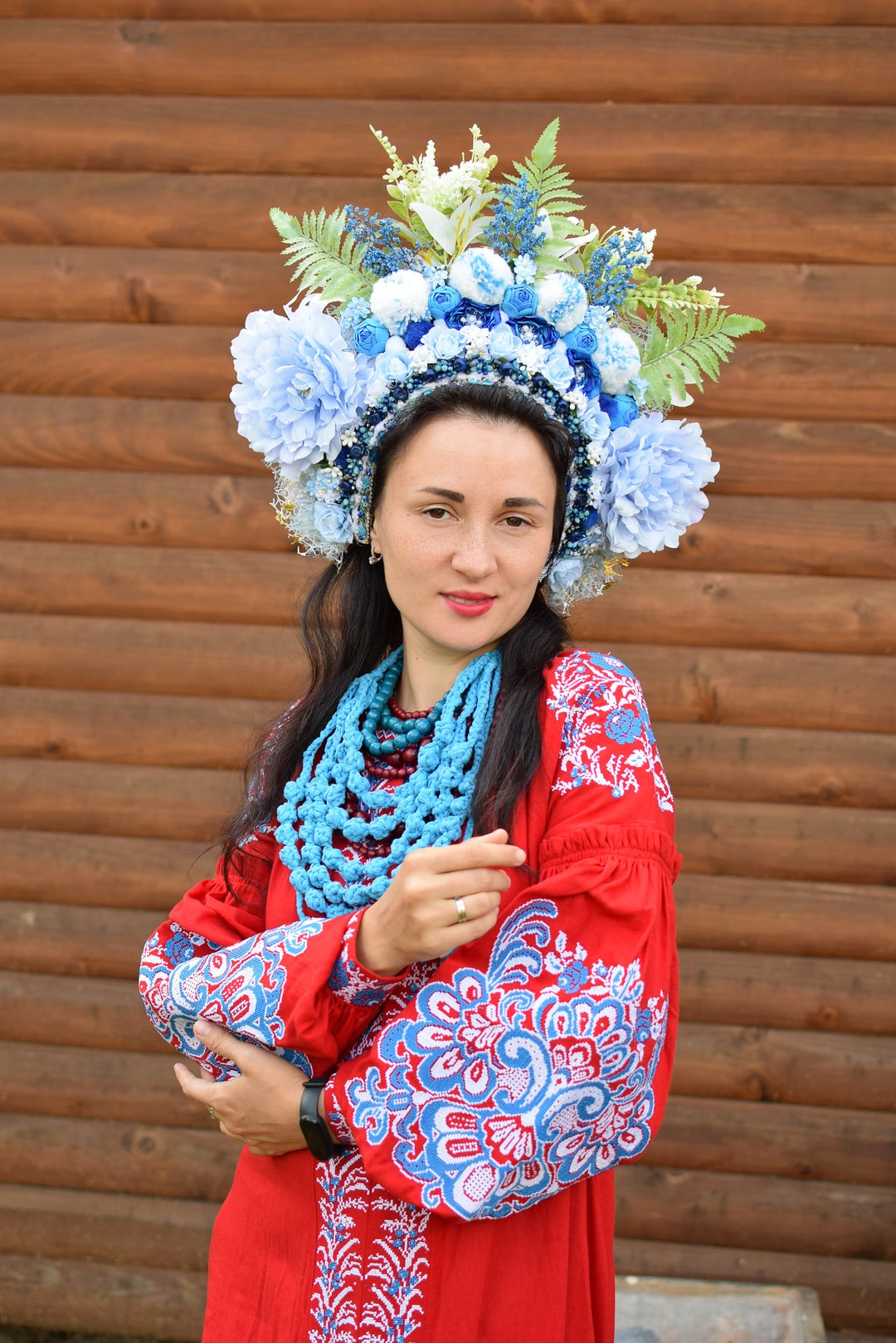 Ukrainian Flower Crown Pompoms Headpiece Ukrainian Vinok - Etsy