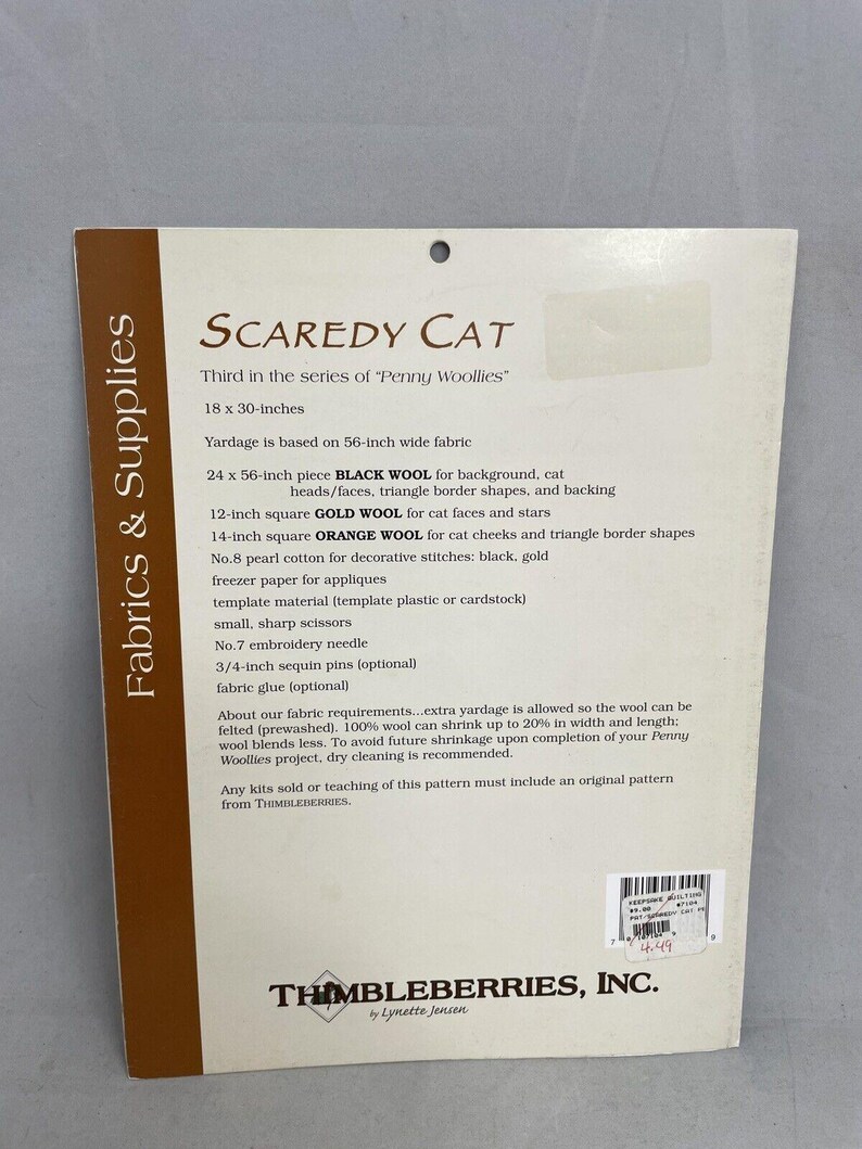 Scaredy Cat Penny Woollies Pattern 3rd in Series Thimbleberries ...