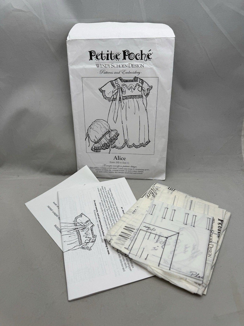 Petite Poche Sewing Pattern Alice Sizes NB to 6 Dress Gown Bonnet Wendy ...