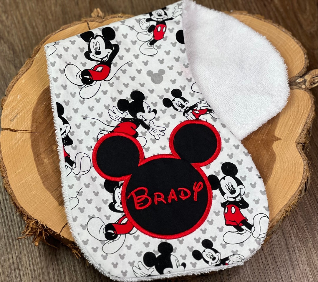Personalized Mickey Mouse Burp Cloth | Cotton and Terry Cloth | Boy ...
