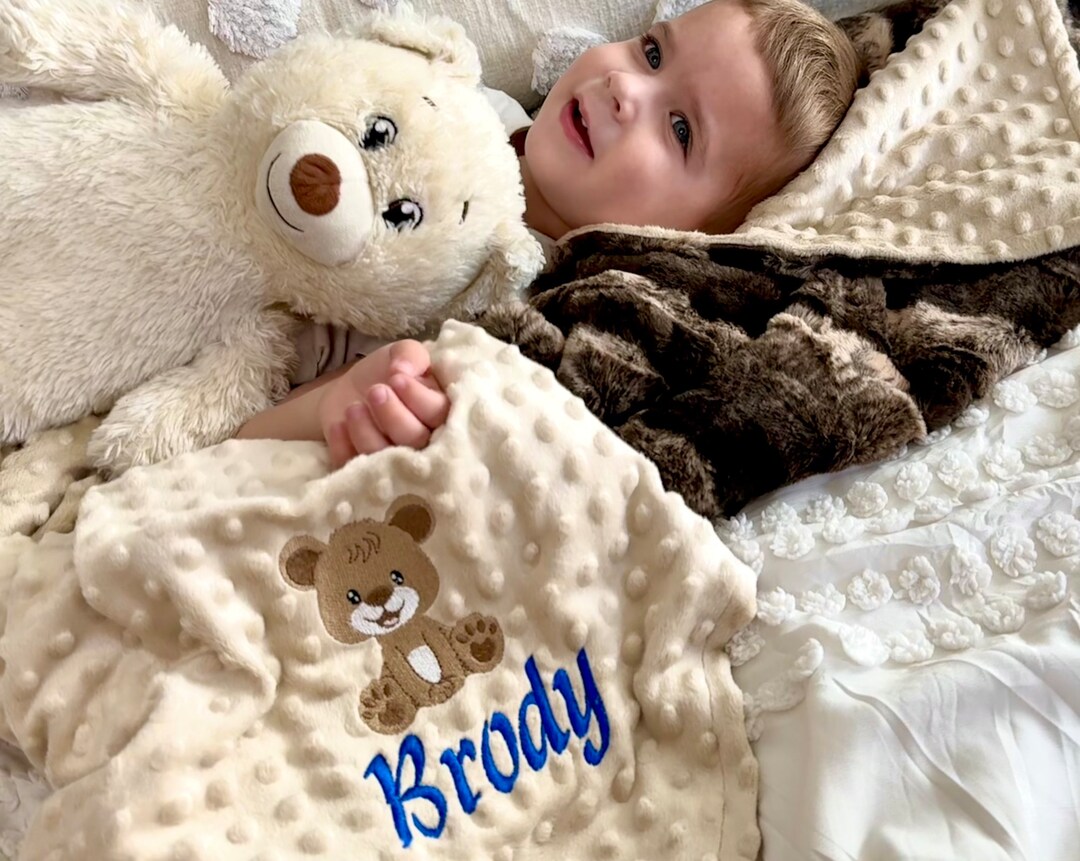 Embroidered Baby Bear Blanket, Teddy Bear Blanket, Brown Bear, Perfect ...