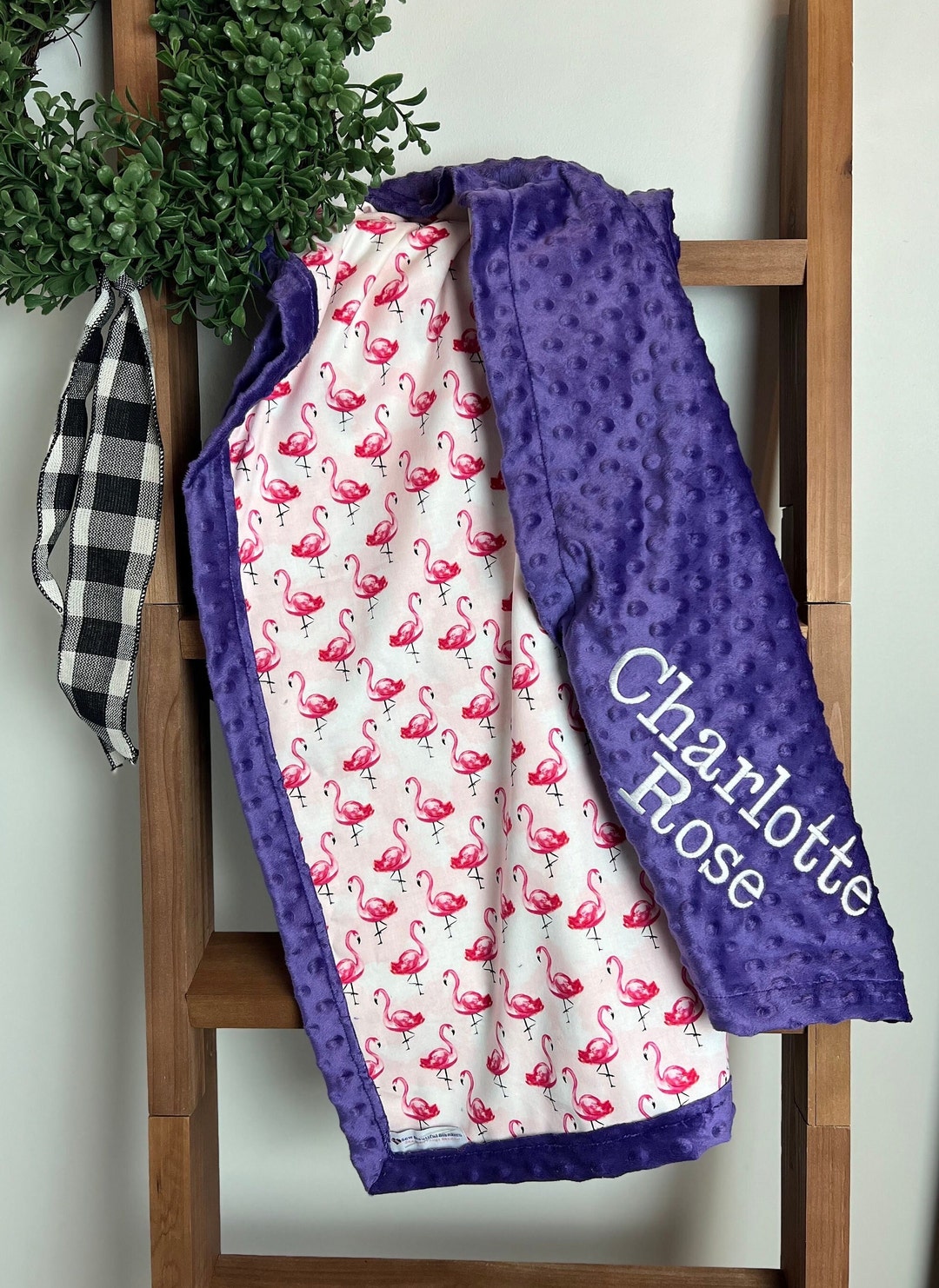 Personalized Flamingo Blanket Frame Style Border Cute Flamingo Blanket ...