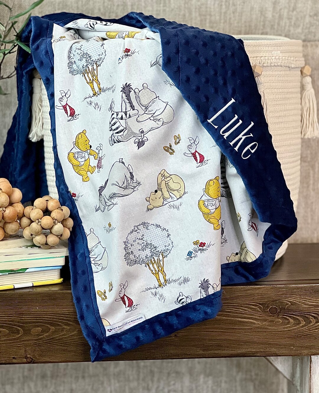 Personalized Winnie the Pooh Baby Blanket | Frame Style Border ...