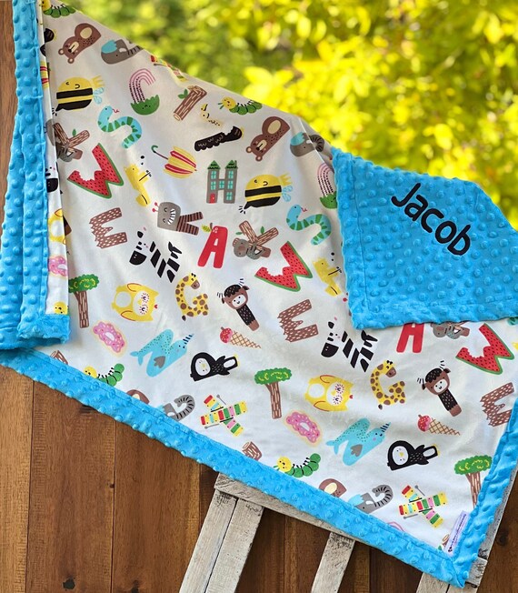 Personalized ABC Alphabet Baby Blanket Frame Style Border - Etsy