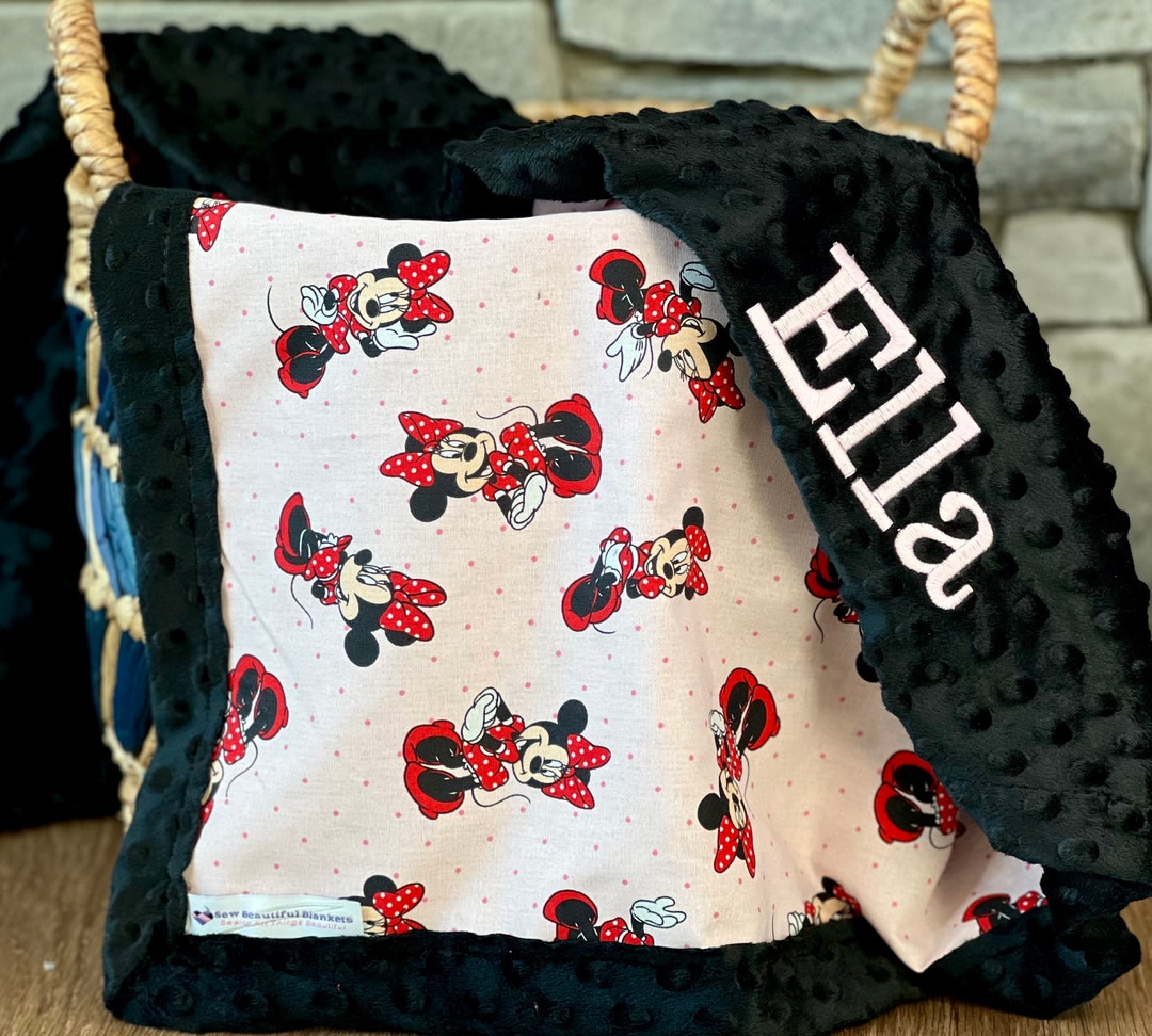 Personalized Minnie Mouse Blanket Minnie Mouse Frame Style Border Baby ...