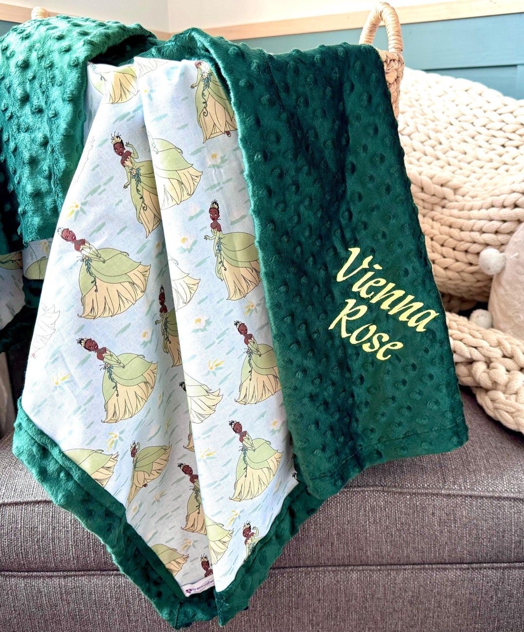 Disney Tiana Blanket | Frame Style Border | Embroidery | Baby Shower ...