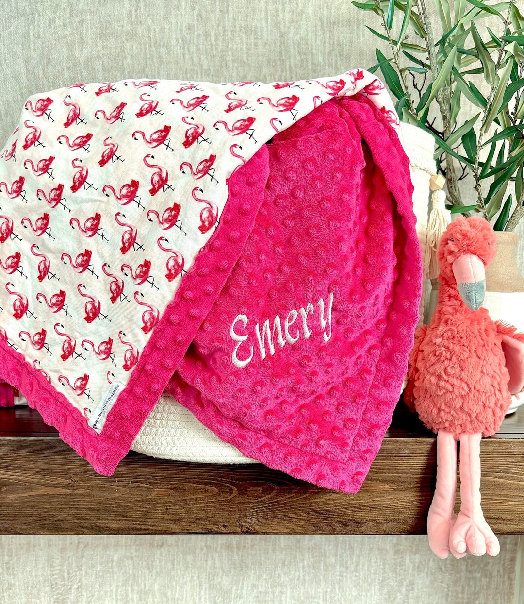 Personalized Flamingo Blanket Frame Style Border Cute Flamingo Blanket ...