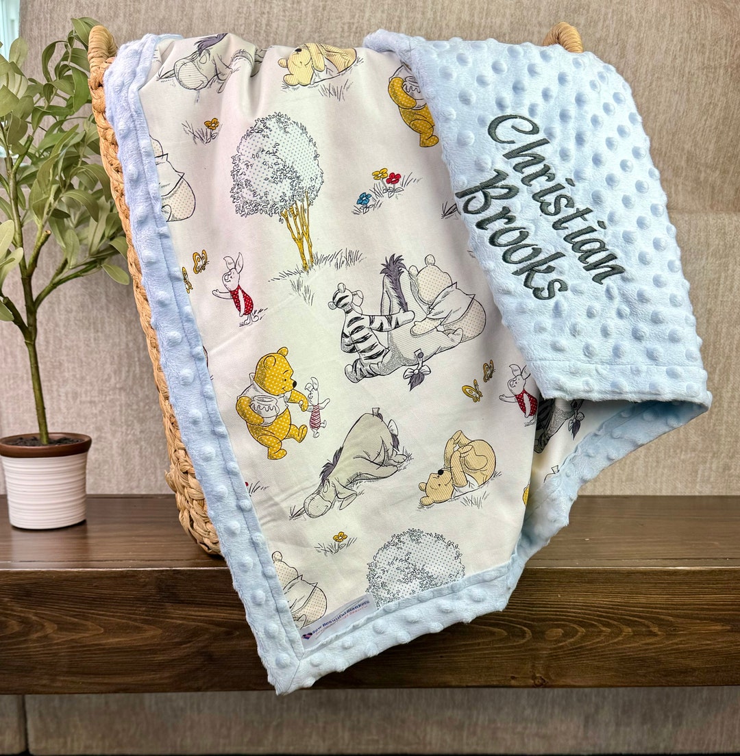 Personalized Winnie the Pooh Baby Blanket | Frame Style Border ...