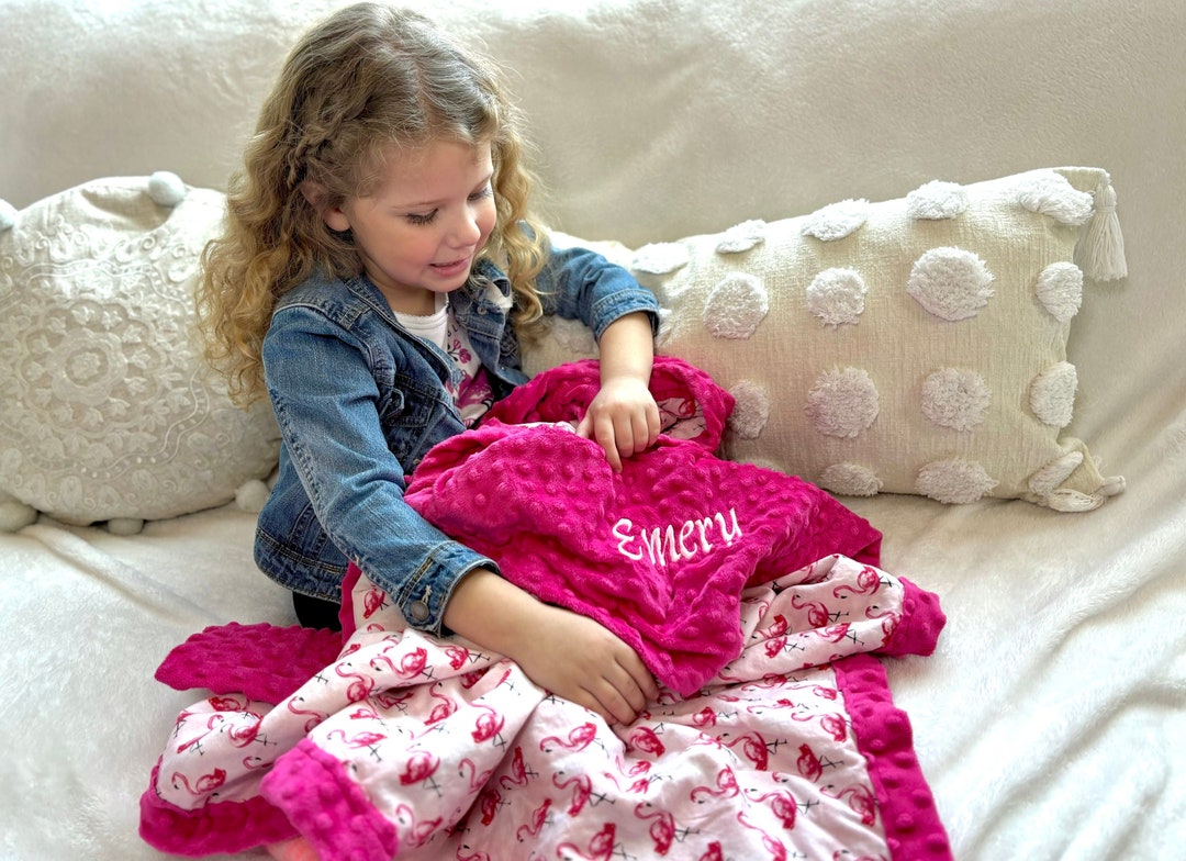 Personalized Flamingo Blanket | Frame Style Border | Cute Flamingo ...