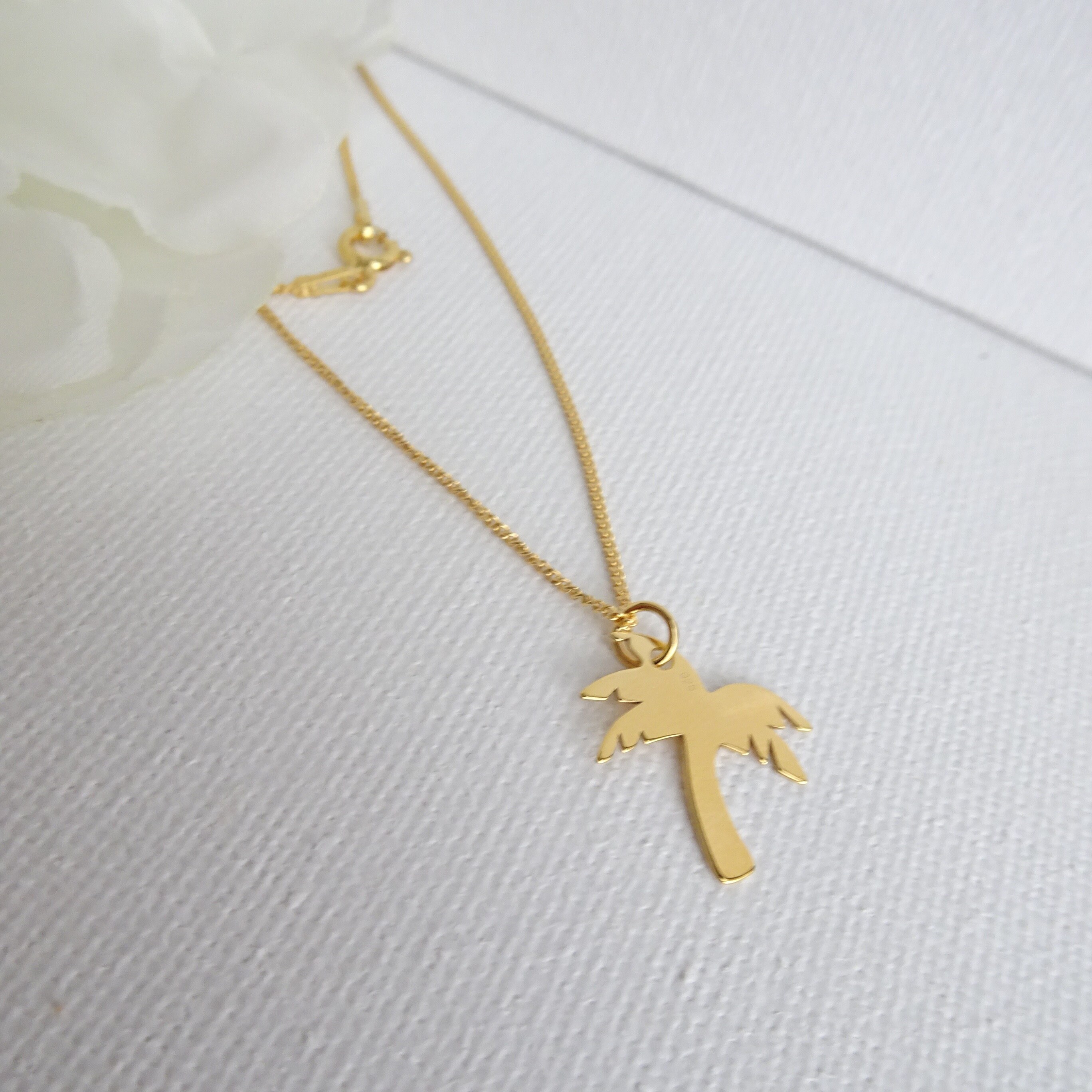 Palm Tree Necklace. Gold Palm Tree Pendant. | Etsy