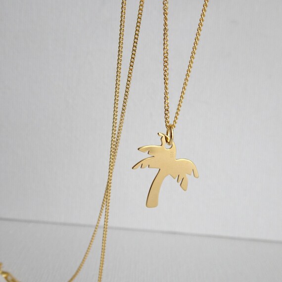 Palm Tree Necklace. Gold Palm Tree Pendant. | Etsy