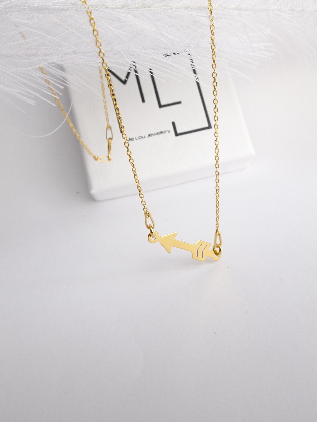 Gold Arrow Necklace. Sterling Silver Gold Plated Bib Necklace. Layering ...
