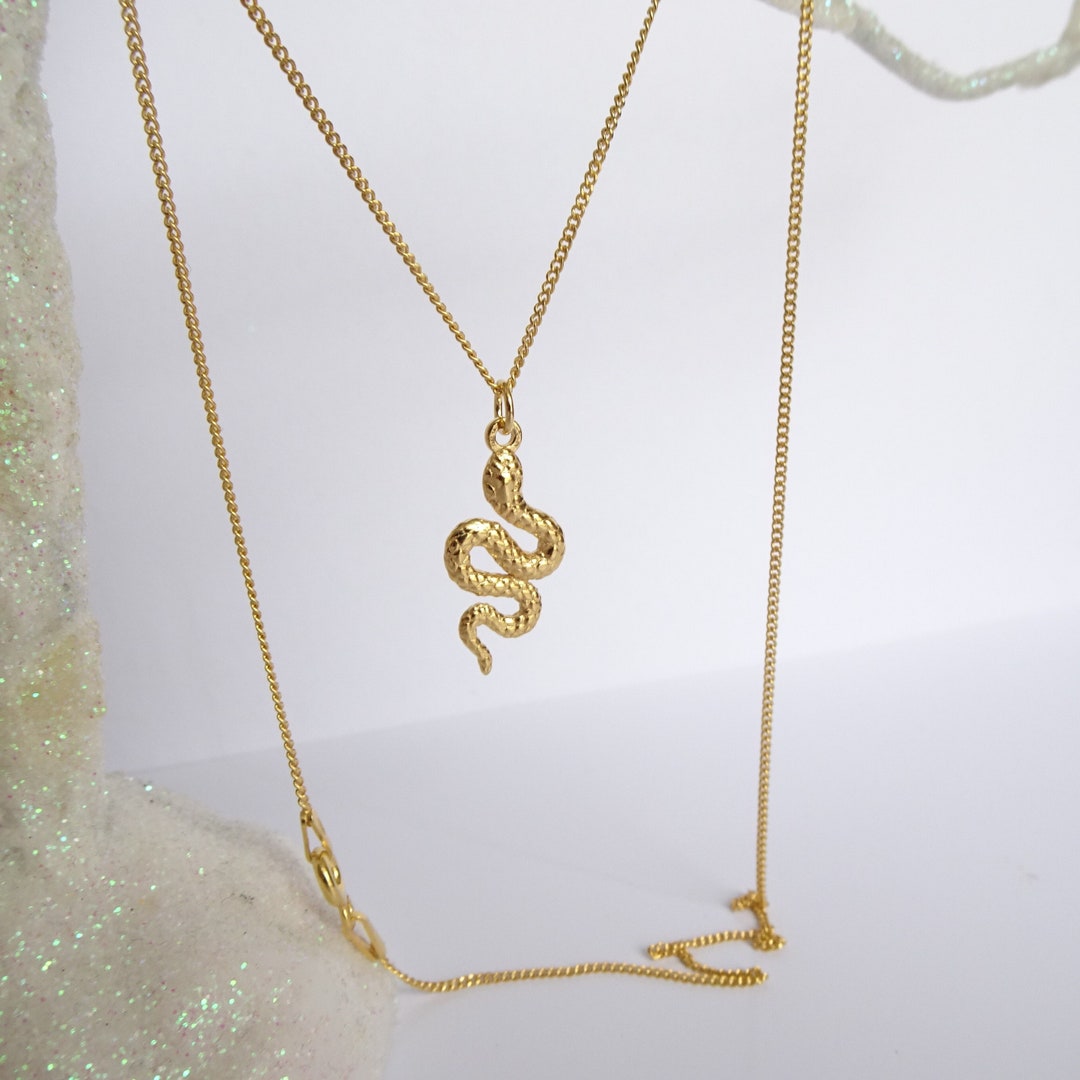Gold Snake Necklace. Snake Pendant Necklace. Snake Jewellery in Gold ...