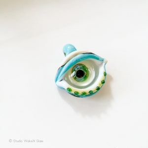 All Unique & Handmade Turqoise, Ivory Murano Glass Evil Eye With Shiny ...