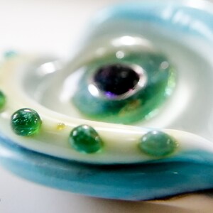 All Unique & Handmade Turqoise, Ivory Murano Glass Evil Eye With Shiny ...