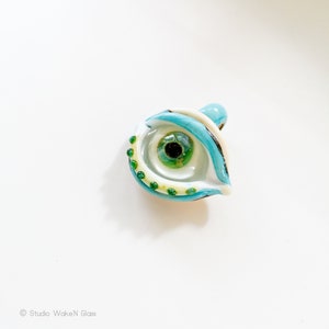 All Unique & Handmade Turqoise, Ivory Murano Glass Evil Eye With Shiny ...