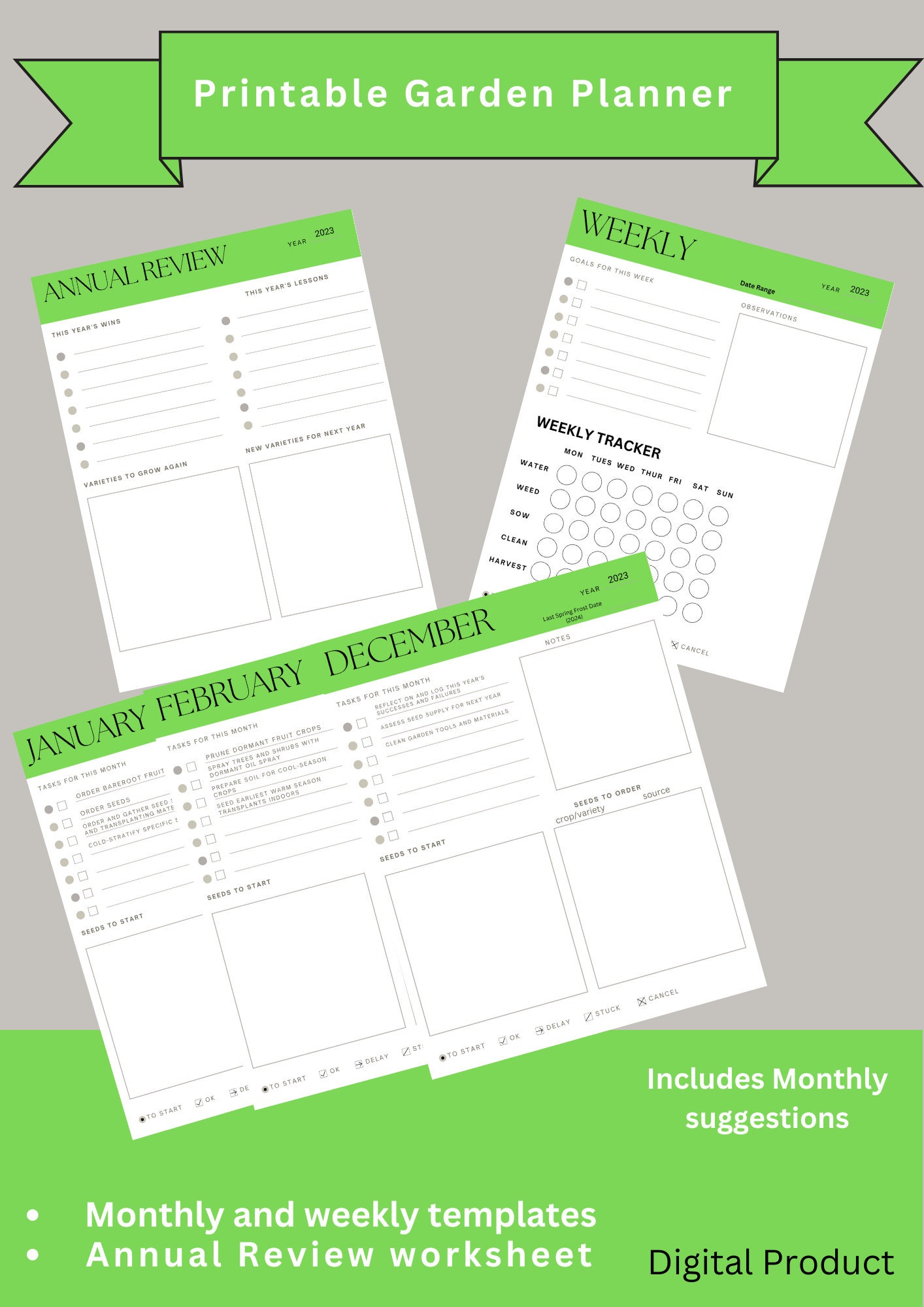 Printable Garden Planner 2023 Gardening Tips Calendar - Etsy