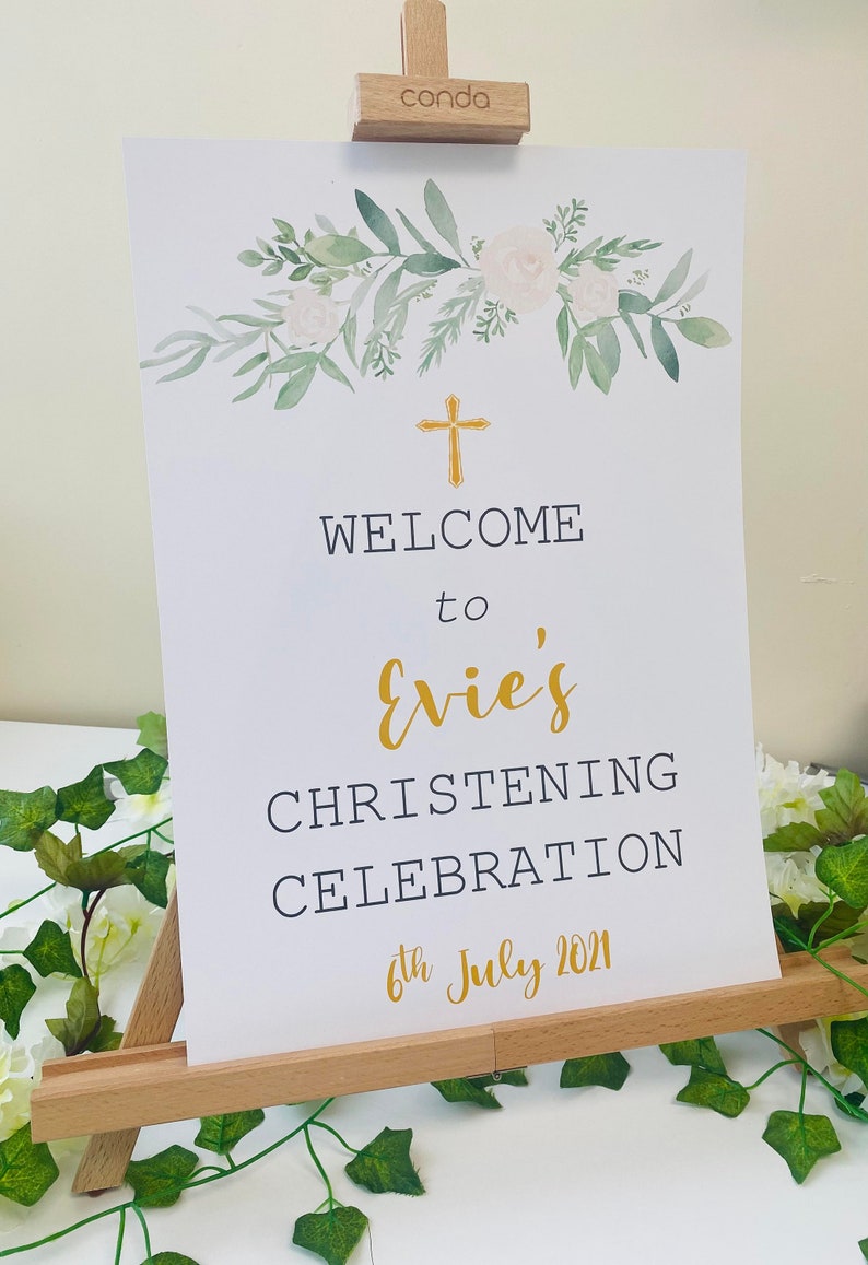 Beautiful A3 Welcome Sign Christening Girl Welcome Signs - Etsy