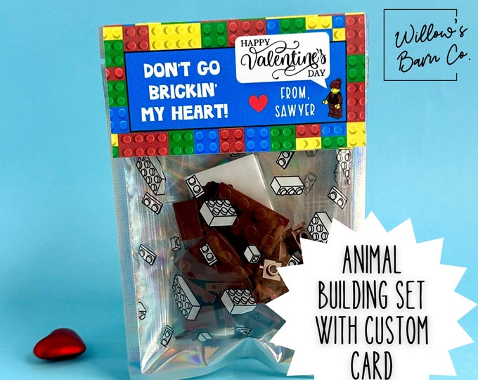 Don't Go Brickin' My Heart, Animal Building Block Valentines, Fully ...