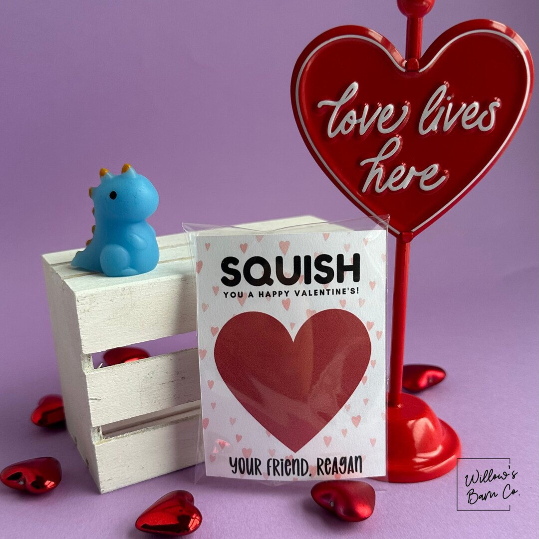 Squishy Valentine Cards Printed, Kids DIY Classroom Valentines Day Kit ...