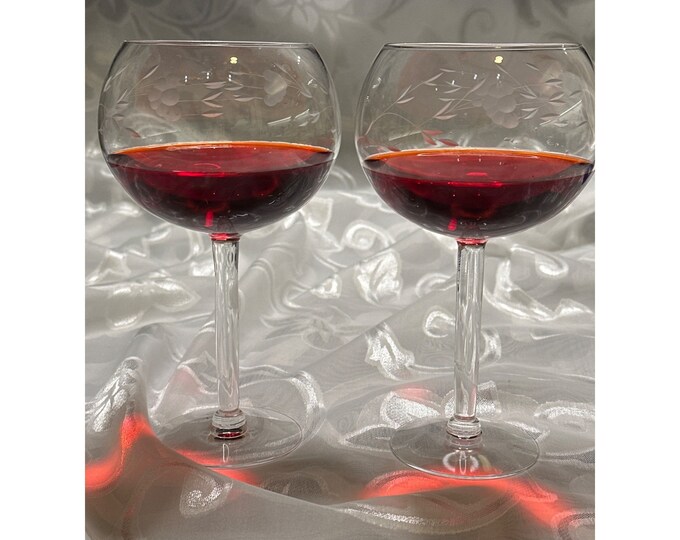Large Bordeaux/balloon Princess House Red Wine Stem Set of 2 or More ...
