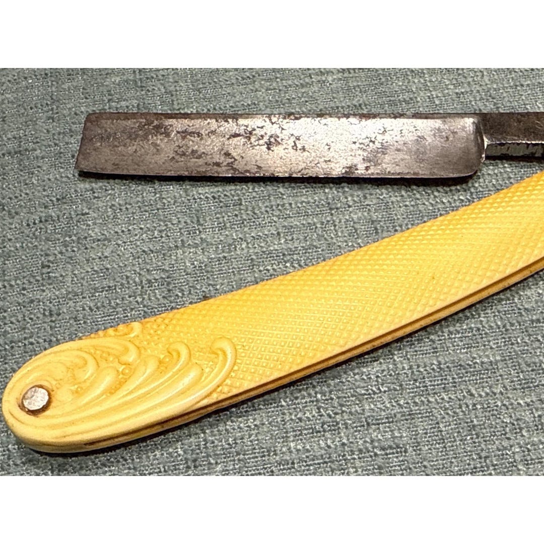 Art Nouveau Straight Razor With Bone Colored Ornate Handle Geneva NY ...