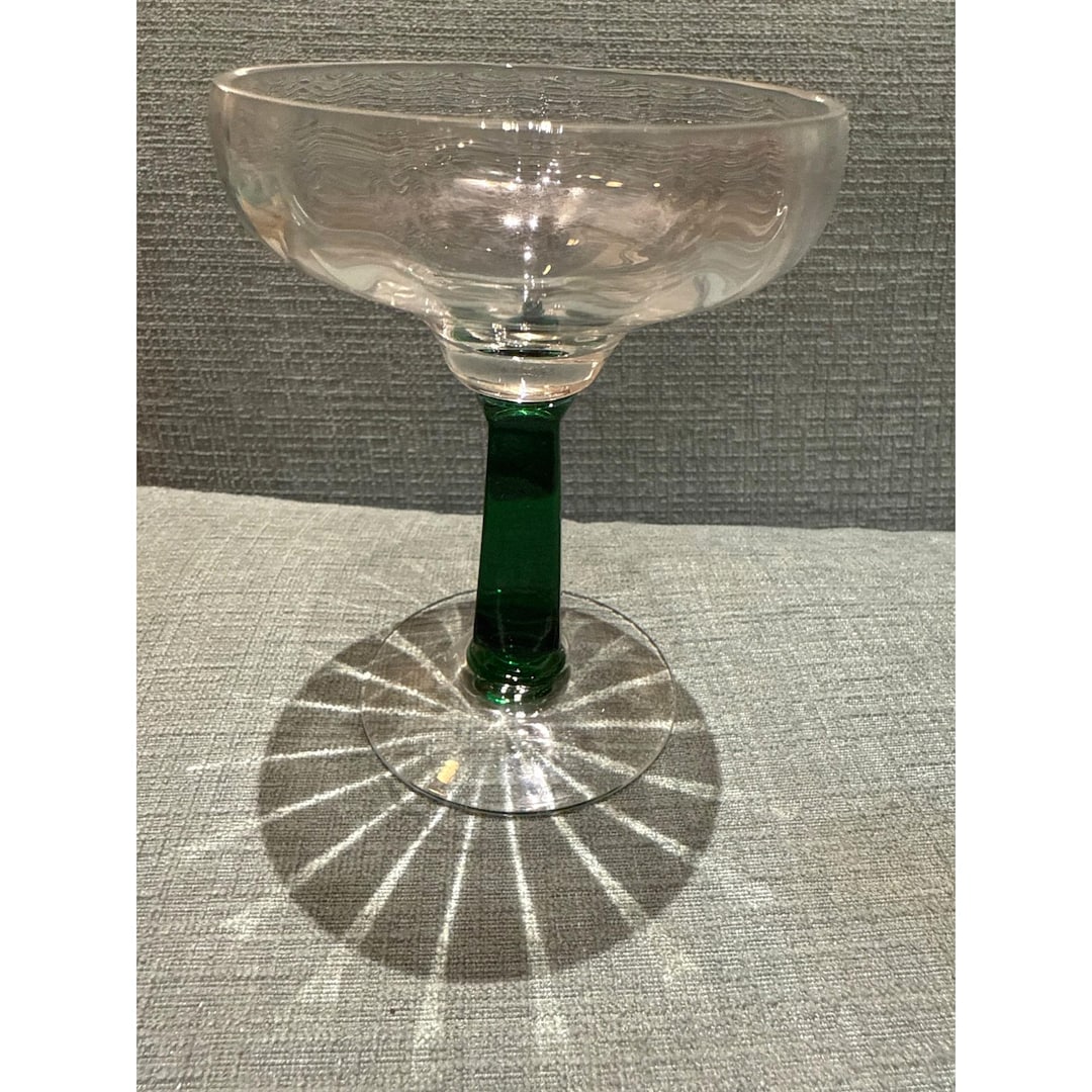 Show Stopper Art Deco Vintage Emerald Green & Clear Glass Coupe ...