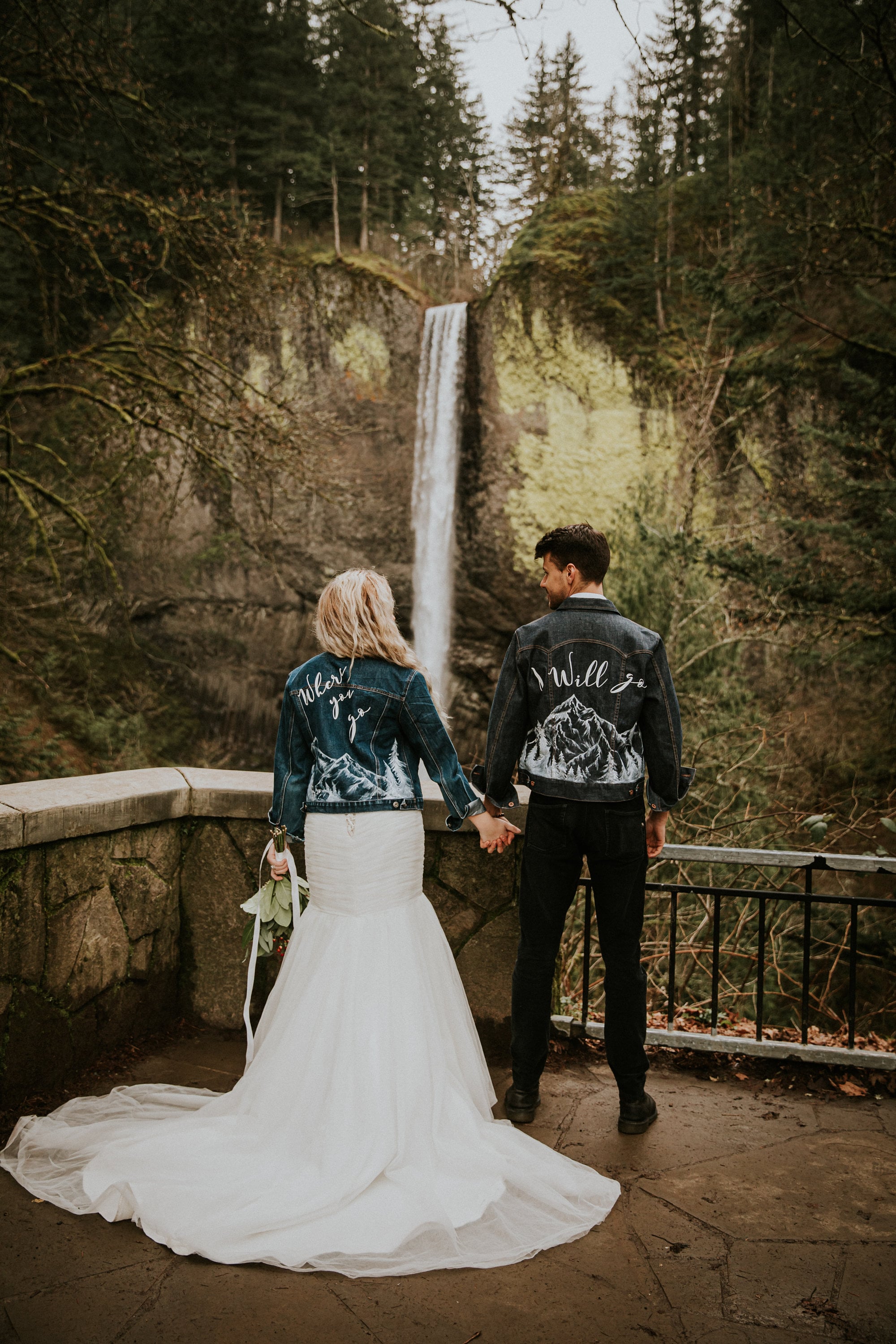 Wedding Denim Jacket Hand Painted. Custom Design for Couple's Jackets ...