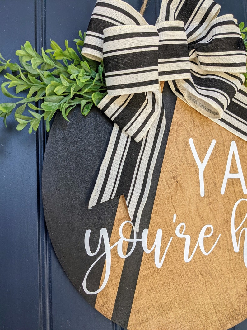Yay Youre Here Round Front Door Sign Bright Welcome to Our | Etsy