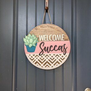 Welcome Succas Sign, Welcome Sign, Boho Door Decor, Succulent Porch ...