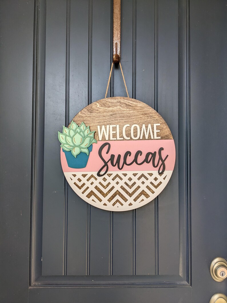 Welcome Succas Sign Welcome Sign Boho Door Decor Succulent - Etsy