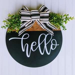 Hello Round Door Sign | Porch Sign | Front Door Sign | Front Door Decor ...