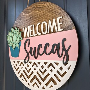 Welcome Succas Sign, Welcome Sign, Boho Door Decor, Succulent Porch ...