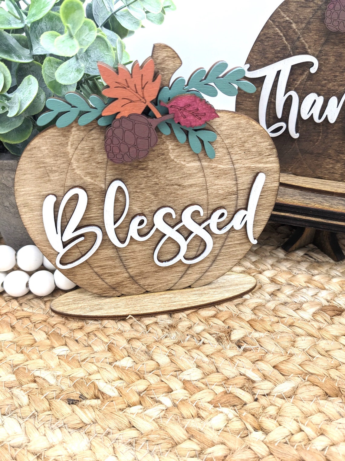 Thankful Grateful Blessed Pumpkins, Farmhouse Fall Decor - Etsy